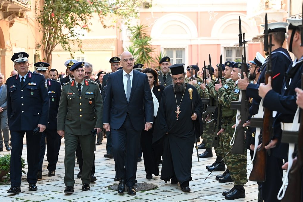 Defence Minister Nikos Dendias attends the celebrations for the Patron ...
