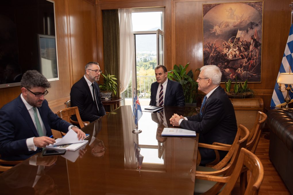 Minister of National Defence Nikolaos Panagiotopoulos meets with the ...