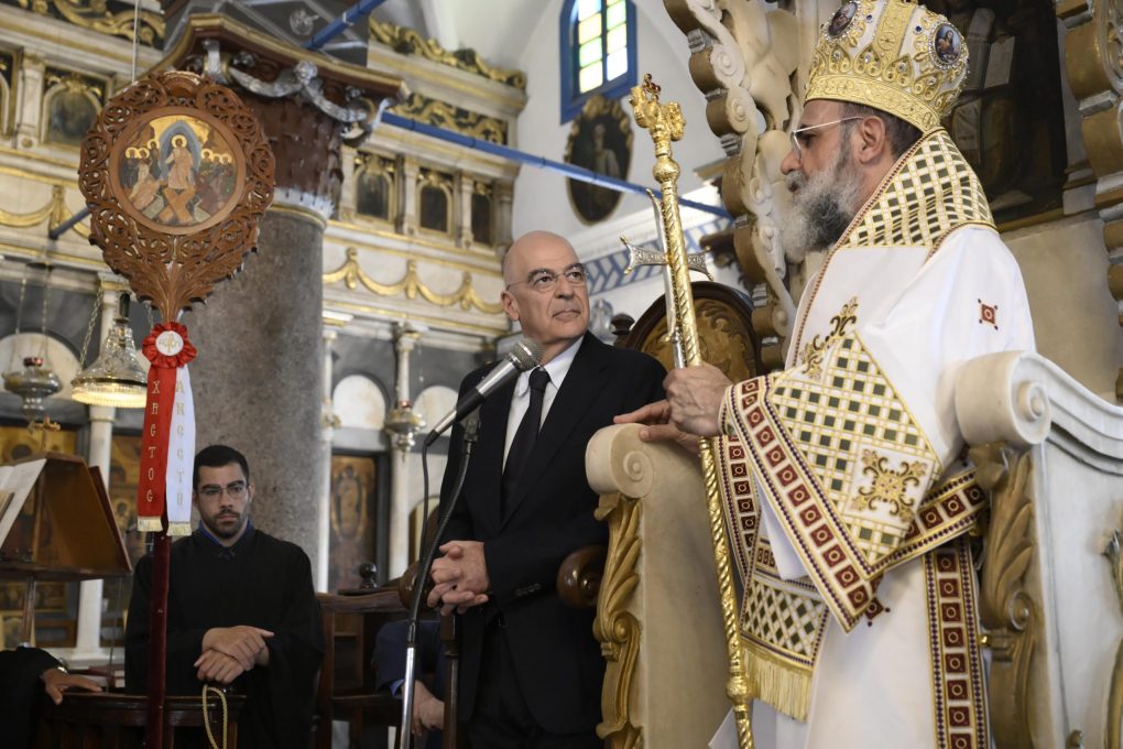 The Minister of National Defence Nikos Dendias attends the celebration ...