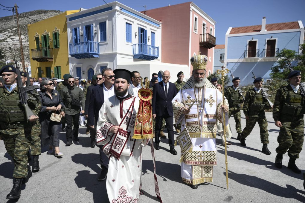 The Minister of National Defence Nikos Dendias attends the celebration ...