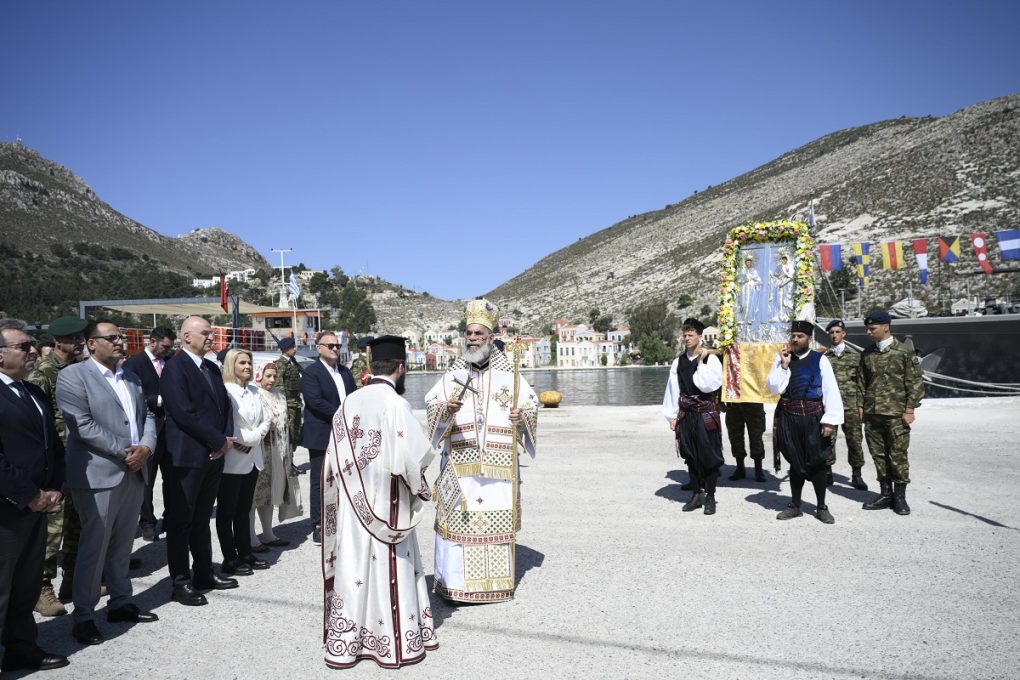 The Minister of National Defence Nikos Dendias attends the celebration ...