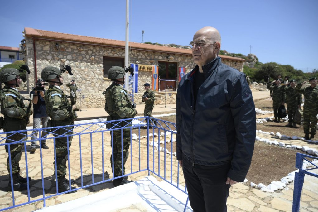 The Minister of National Defence Nikos Dendias attends the celebration ...