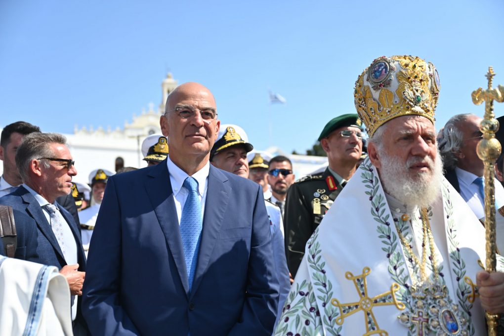 Defence Minister Nikos Dendias attends the celebrations for the ...