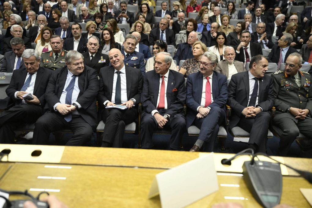 The Minister of National Defence Nikos Dendias attends the presentation ...