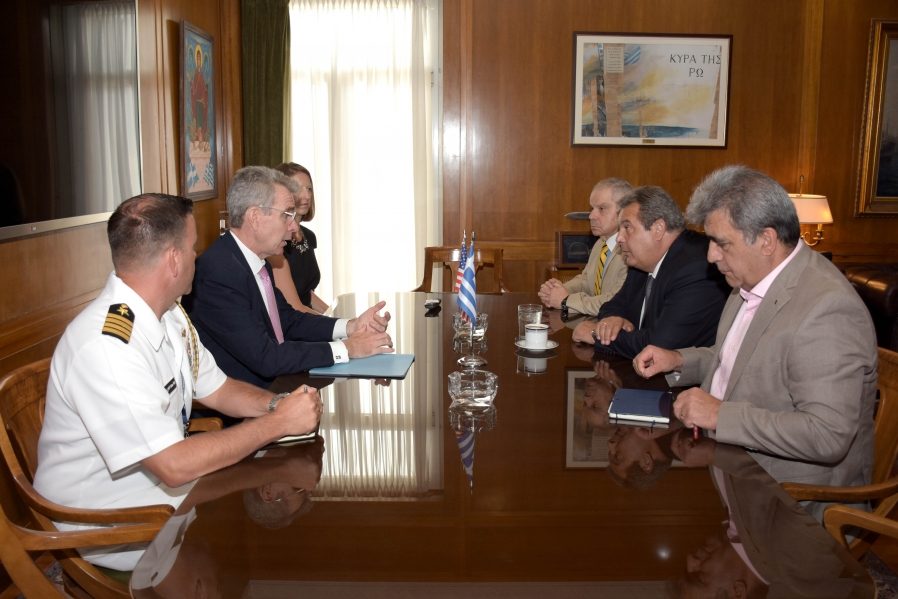 Defence Minister Panos Kammenos meets the Ambassador of the United ...