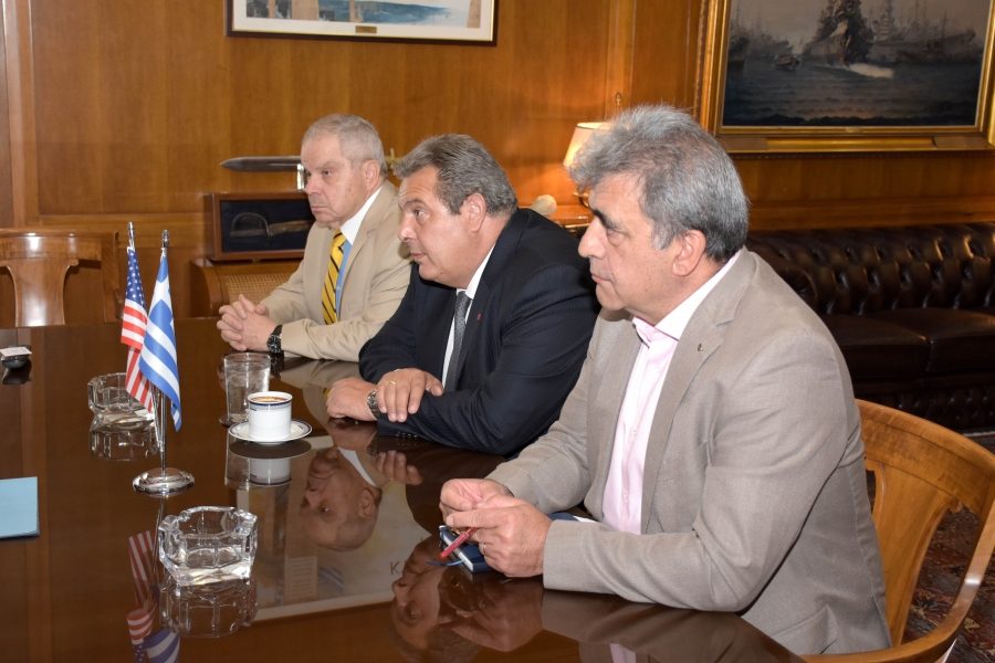 Defence Minister Panos Kammenos meets the Ambassador of the United ...
