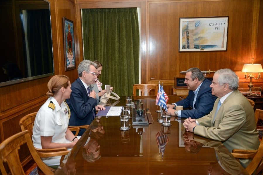 Minister of National Defence, Panos Kammenos, meets the US Ambassador ...